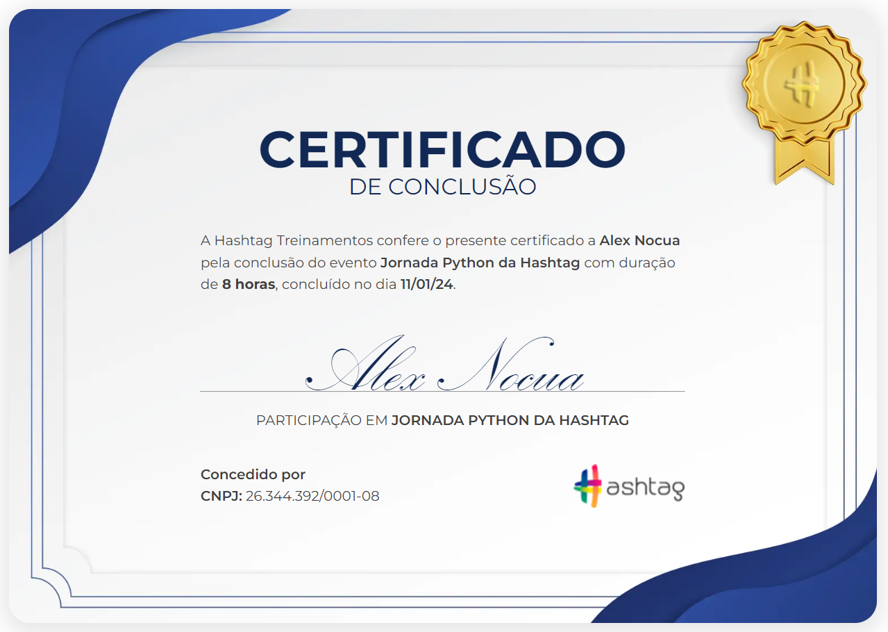 Certificación Hashtag “Jornada Python”.